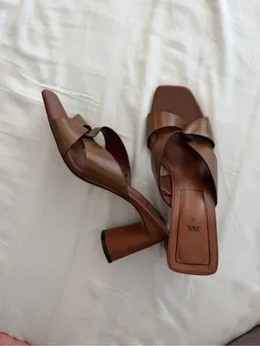 Zara | Shoes | Zara Brown Leather Crossstrap Block Heel Sandals | Poshmark